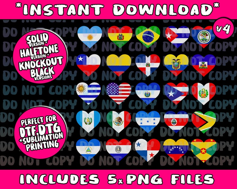 All Latin American Flags Countries Hispanic Heritage Month Png Bundle ...
