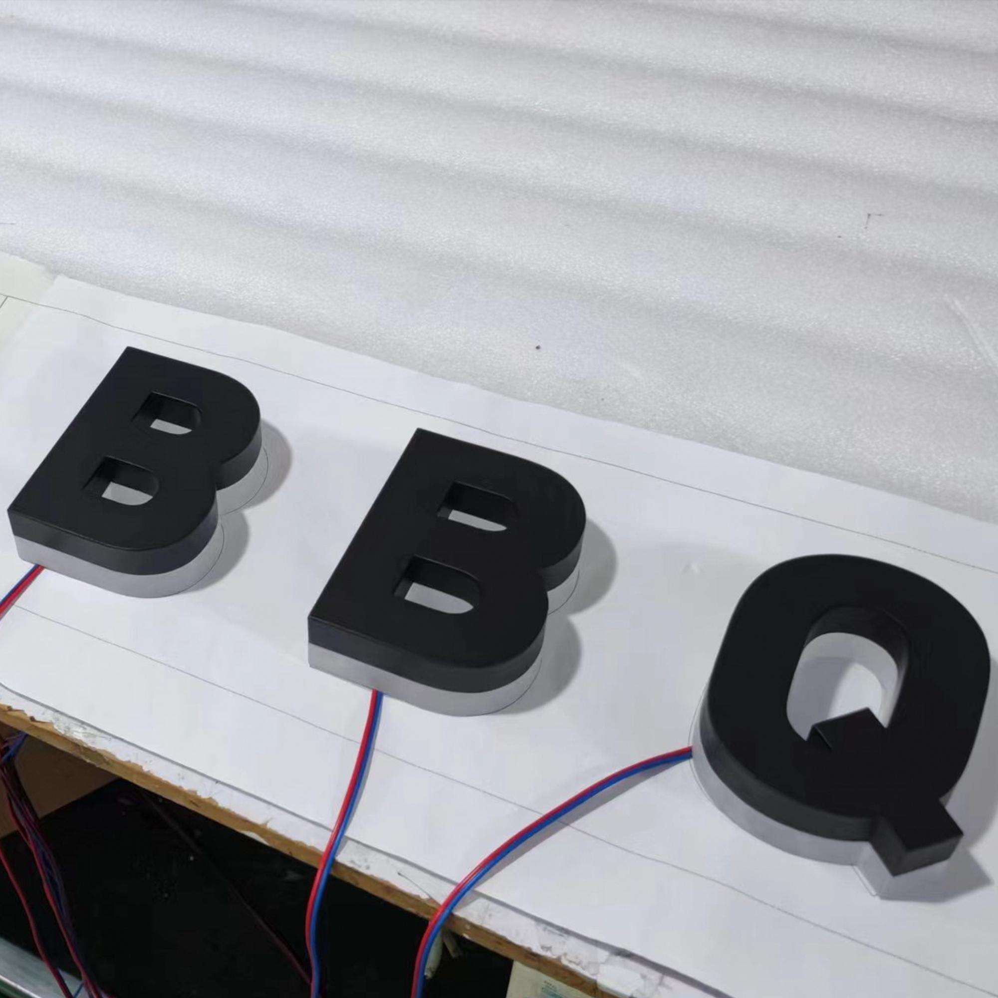 Custom 3D LED Backlit Stainless Steel Reverse Channel Letters Exterior ...