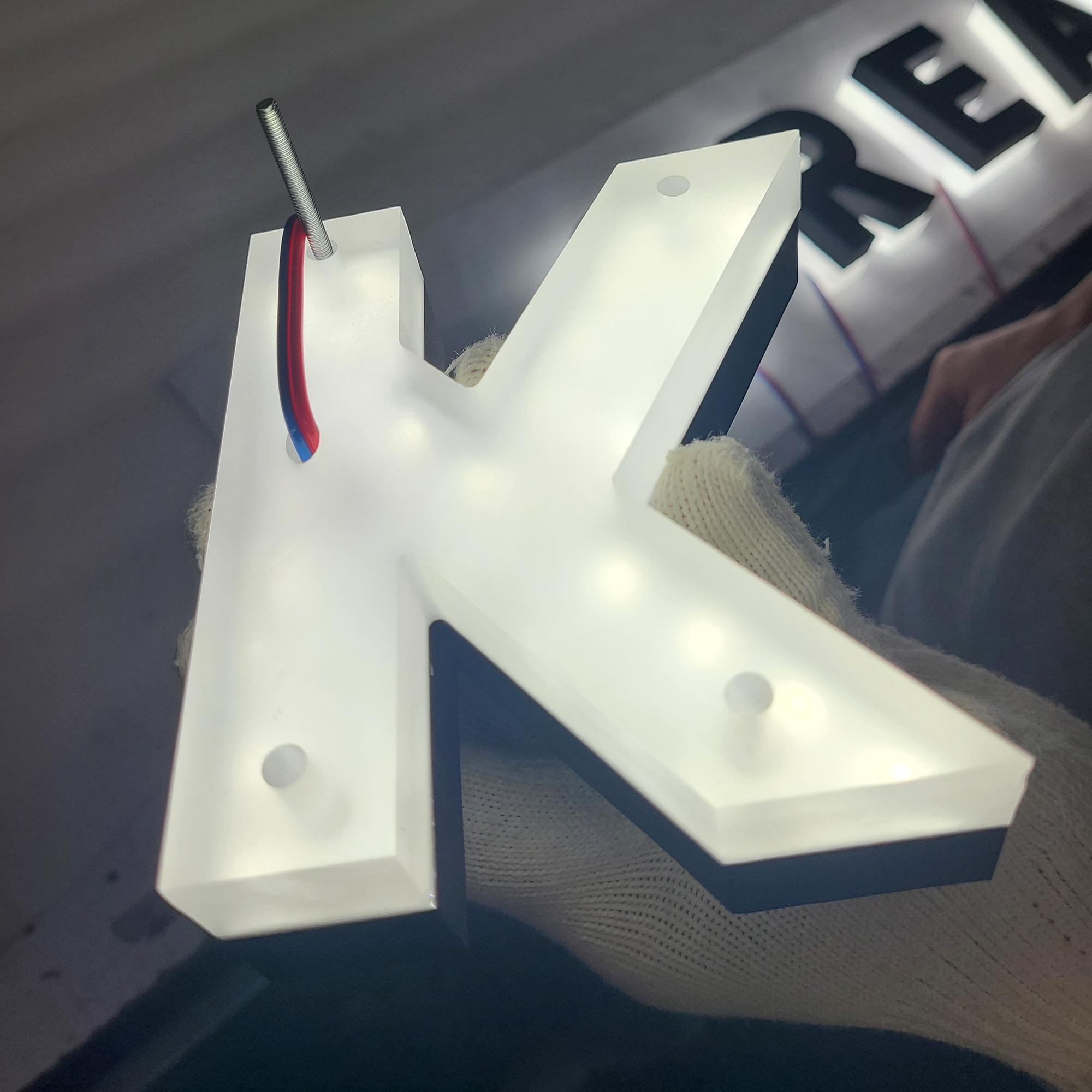 Custom 3D LED Backlit Stainless Steel Reverse Channel Letters Exterior ...