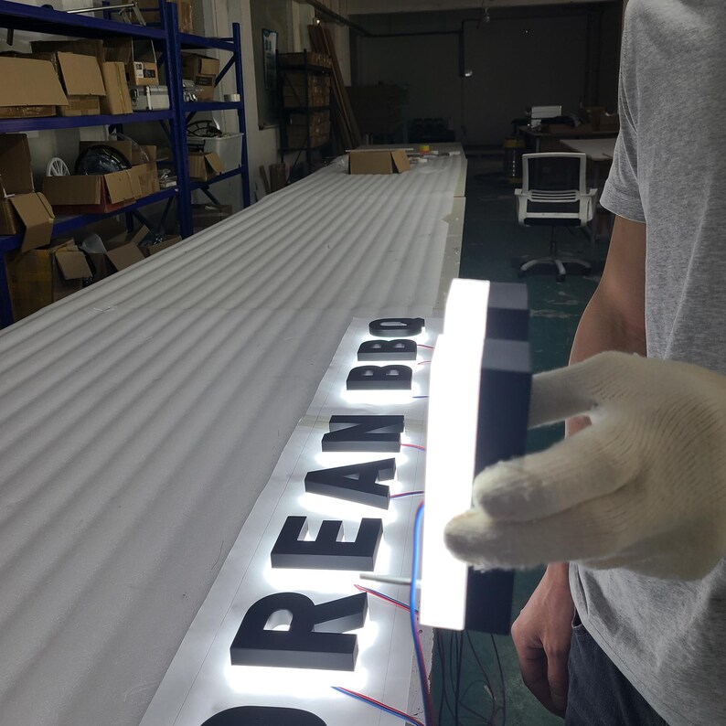 Custom 3D LED Backlit Stainless Steel Reverse Channel Letters Exterior ...