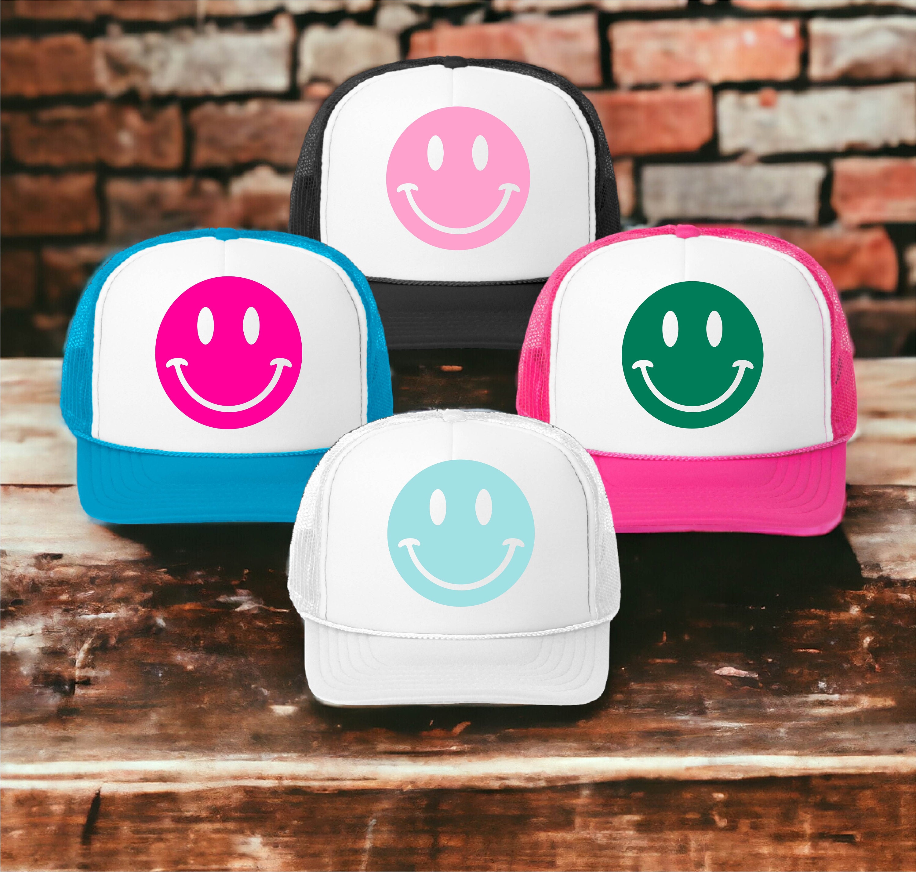 Smiley Face Trucker Hat, Matching Family Smiley Face Trucker Hat, Happy ...