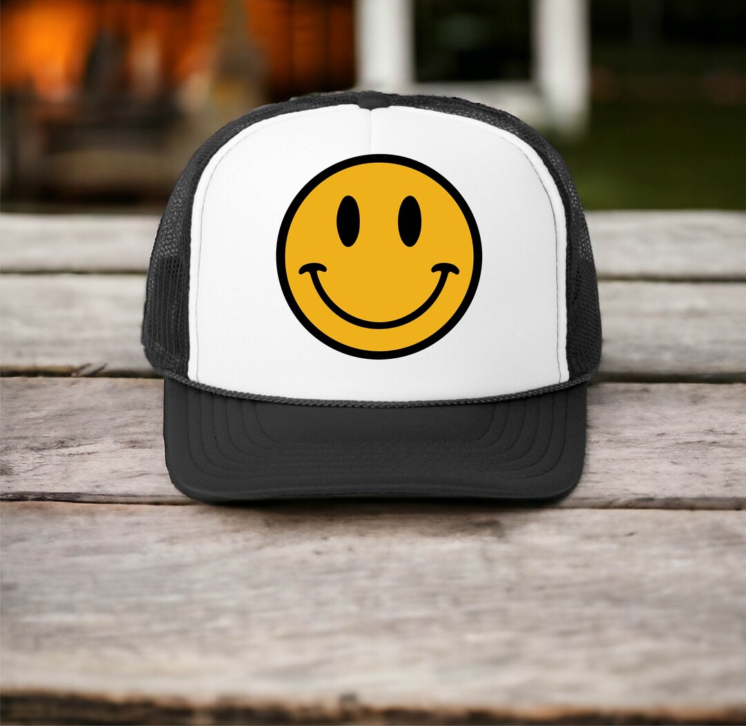 Smiley Face Trucker Hat, Happy Smiling Vibes Hat, Happy Family Weekend ...