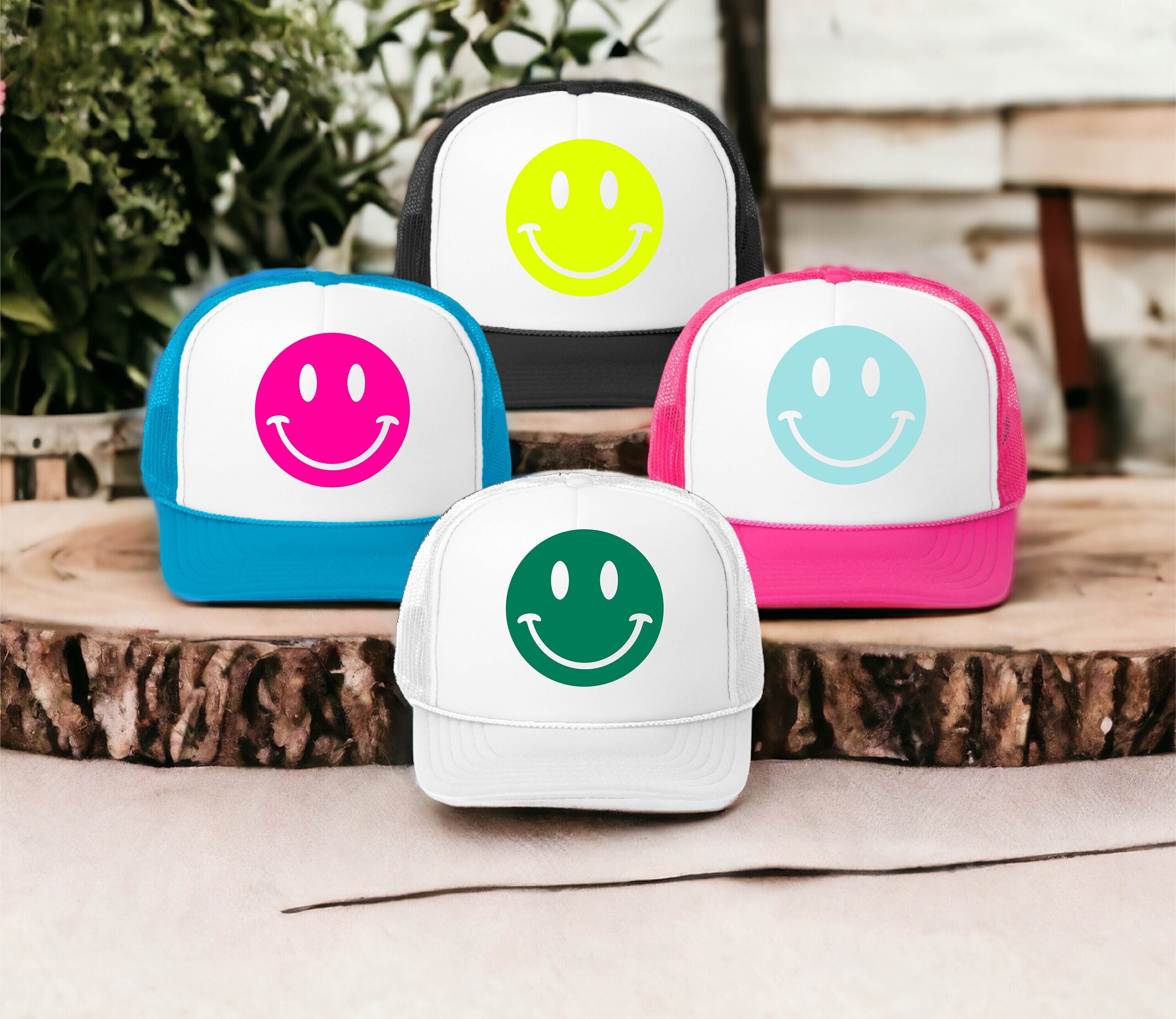 Smiley Face Trucker Hat, Matching Family Smiley Face Trucker Hat, Happy ...