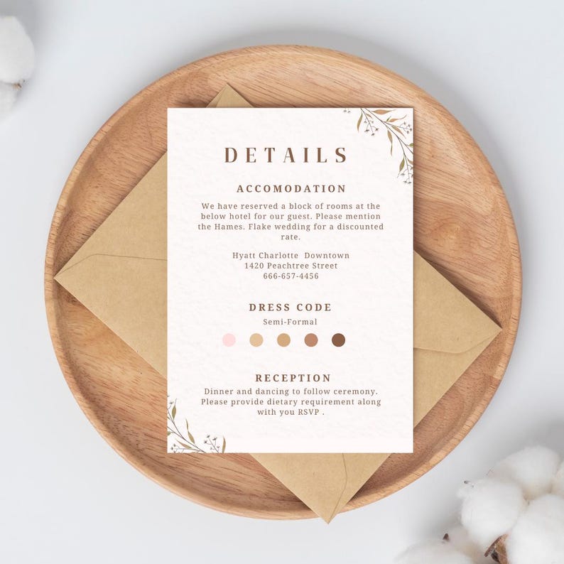 Romantic Floral Vintage Wedding Invitation Template Cream and Brown ...