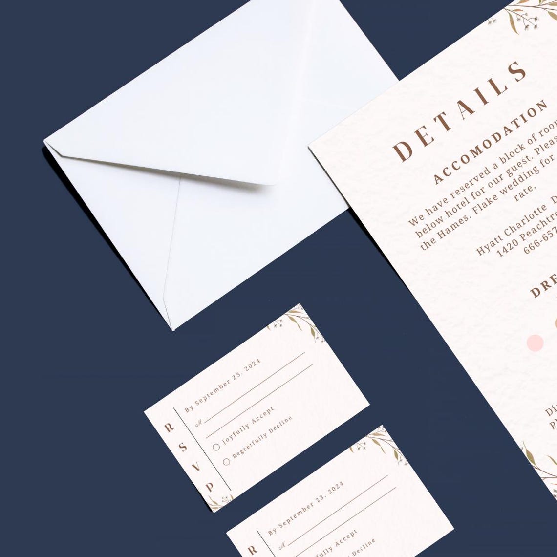 Romantic Floral Vintage Wedding Invitation Template Cream and Brown ...