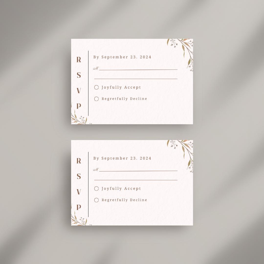 Romantic Floral Vintage Wedding Invitation Template Cream and Brown ...