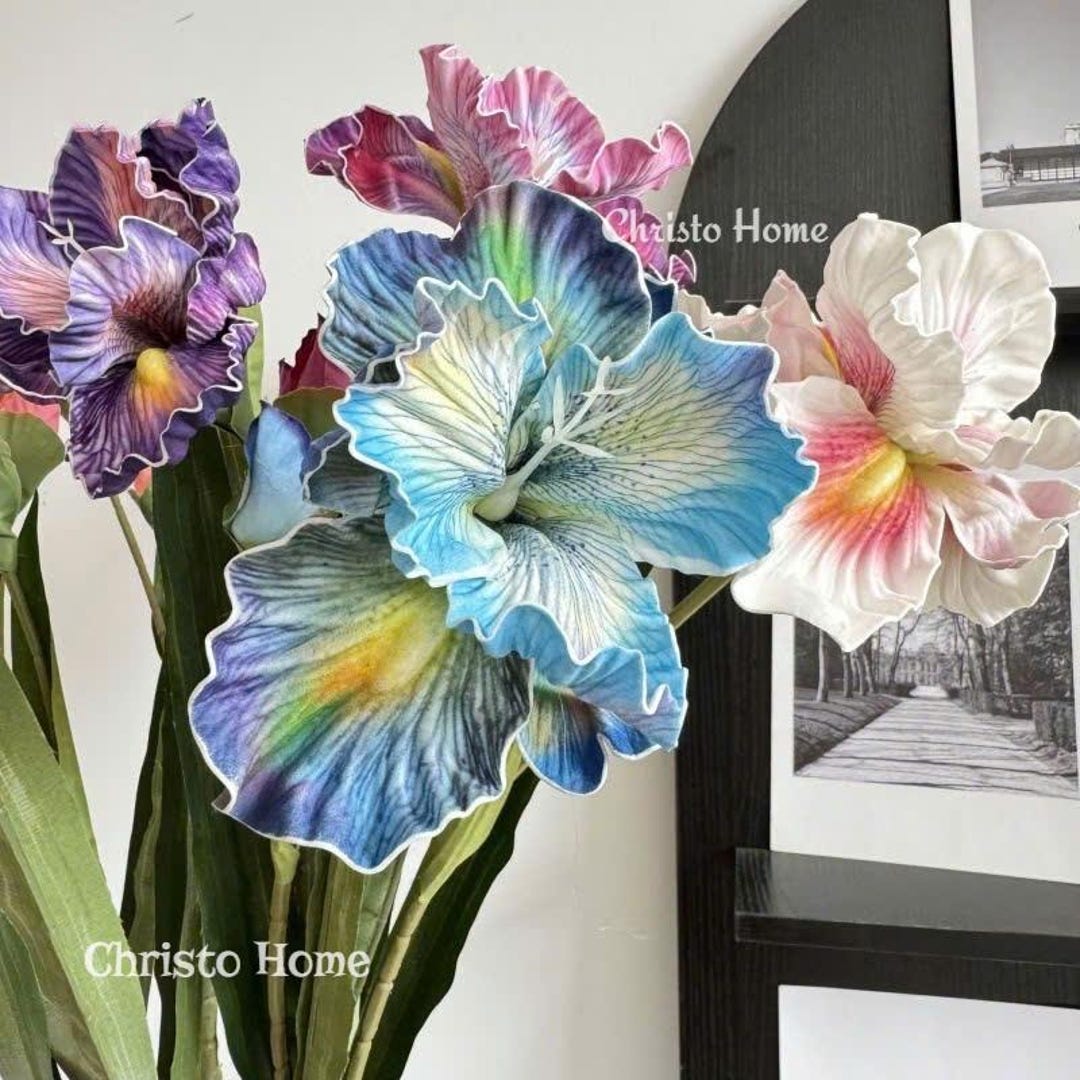 Faux Iris Flowers Stems, Artificial Colorful Iris Branch/wedding/home ...