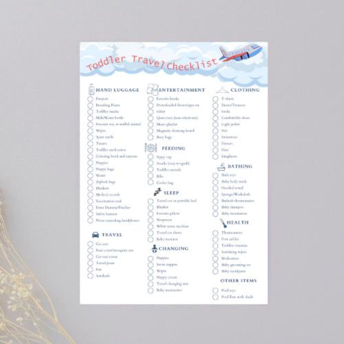 Toddler/child Travel Packing List - Etsy
