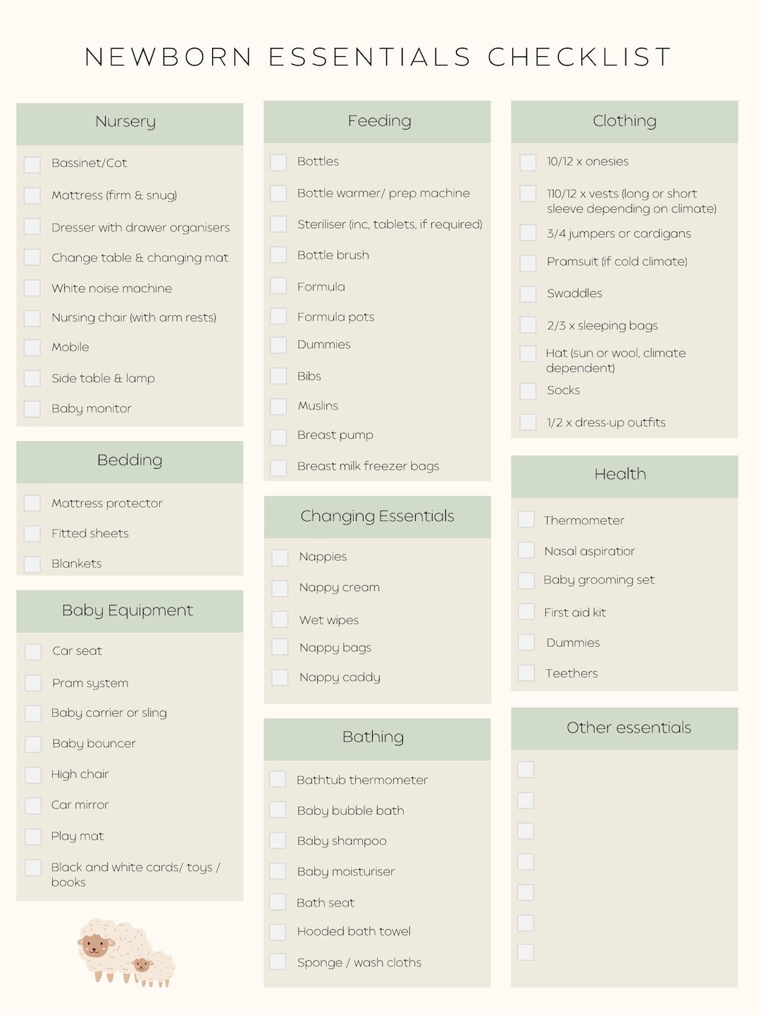 New Baby Checklist - Etsy