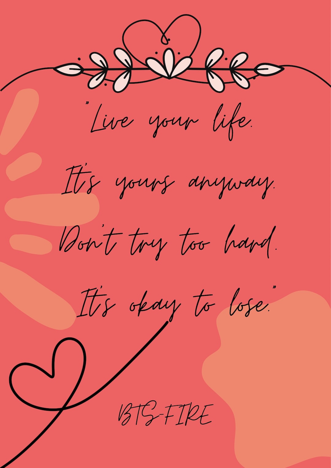 BTS Print Quotes-printable Poster Design Song Fire - Etsy