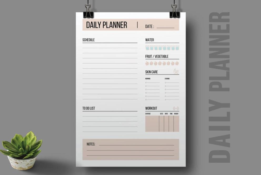 Creative Daily Planner Template A4 Size, EPS, AI, PSD - Etsy