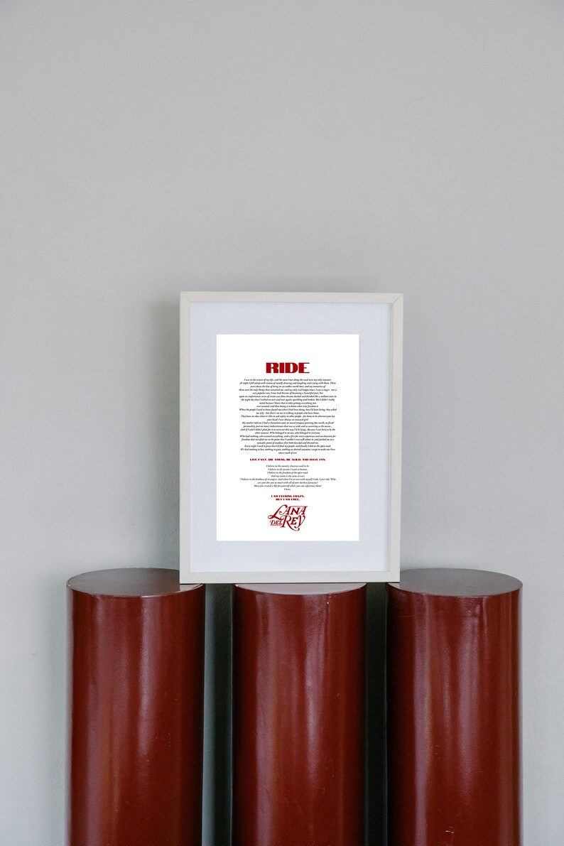 Lana Del Rey, Ride Monologue, LDR Lyrics Digital Wall Art, Music Fan ...