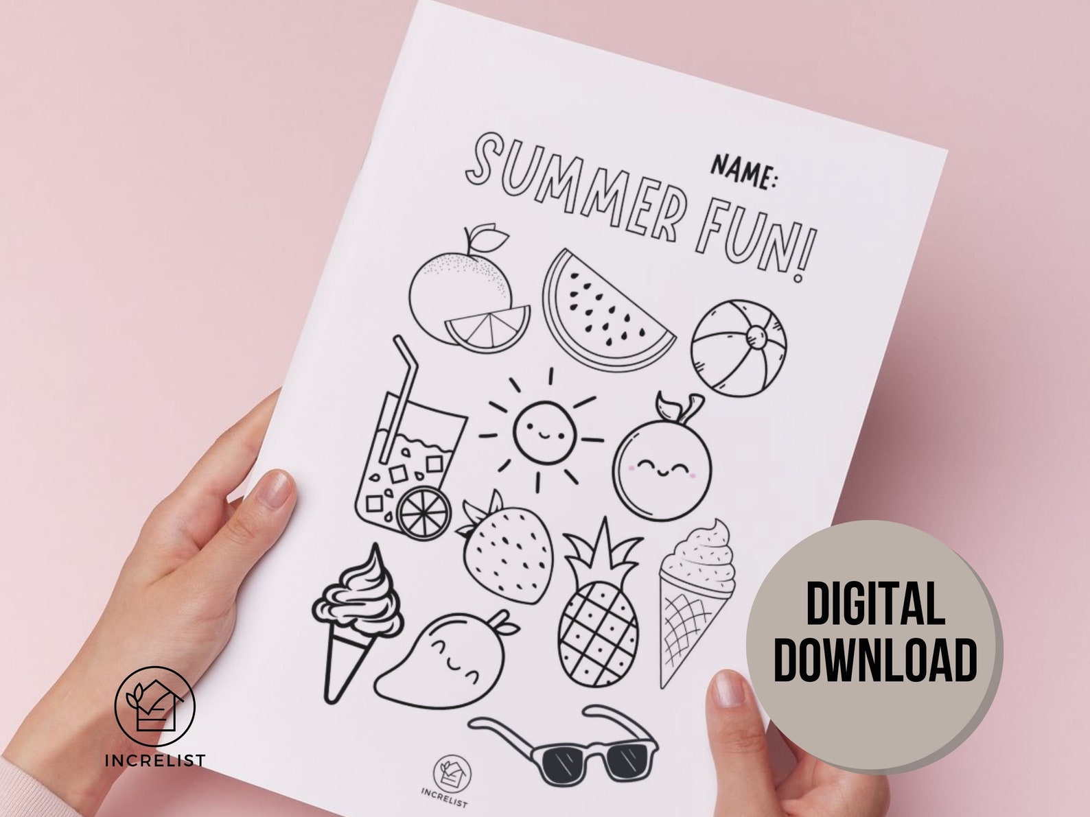 Summer Fun Colouring in Kids Printable, Simple Outline Coloring in ...