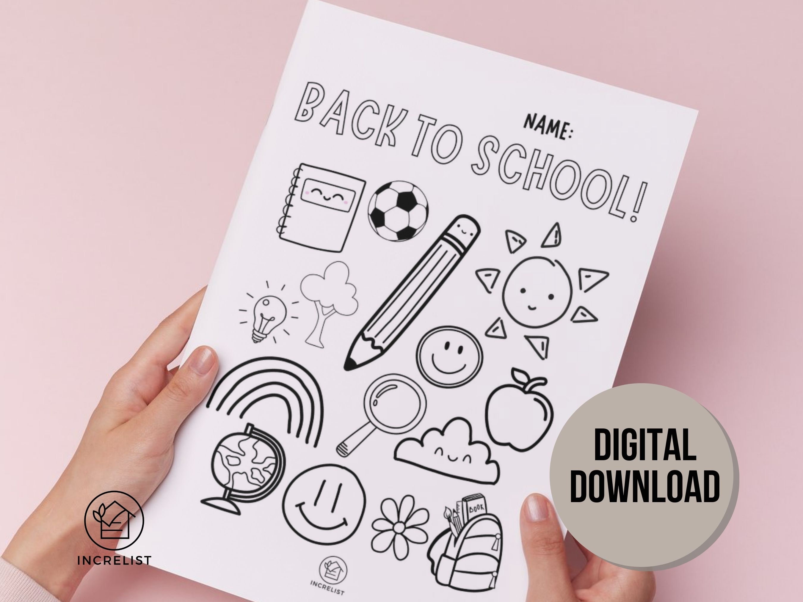 Back to School Colouring in Kids Printable, Cartoon Graphic Coloring in ...