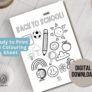 Back to School Colouring in Kids Printable, Cartoon Graphic Coloring in ...