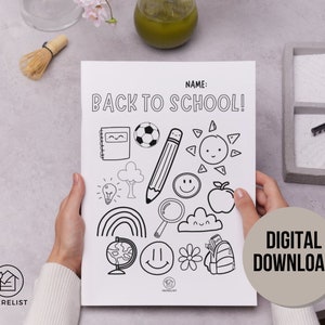 Back to School Colouring in Kids Printable, Cartoon Graphic Coloring in ...