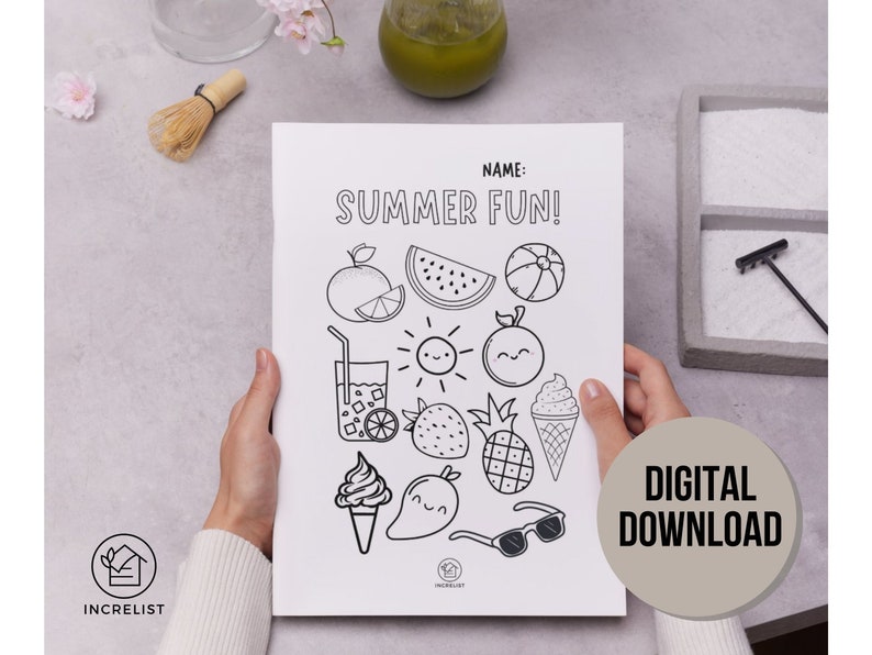 Summer Fun Colouring in Kids Printable, Simple Outline Coloring in ...