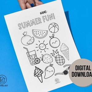 Summer Fun Colouring in Kids Printable, Simple Outline Coloring in ...