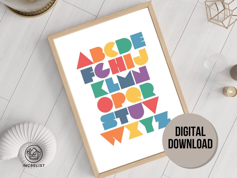 Alphabet Poster Rainbow Colorful Wall Art, Kids Printable Wall Art ...