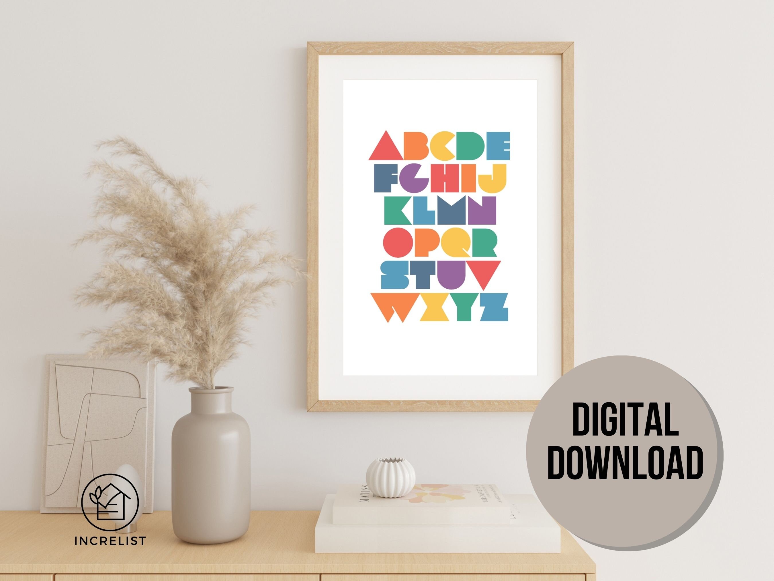 Alphabet Poster Rainbow Colorful Wall Art, Kids Printable Wall Art ...