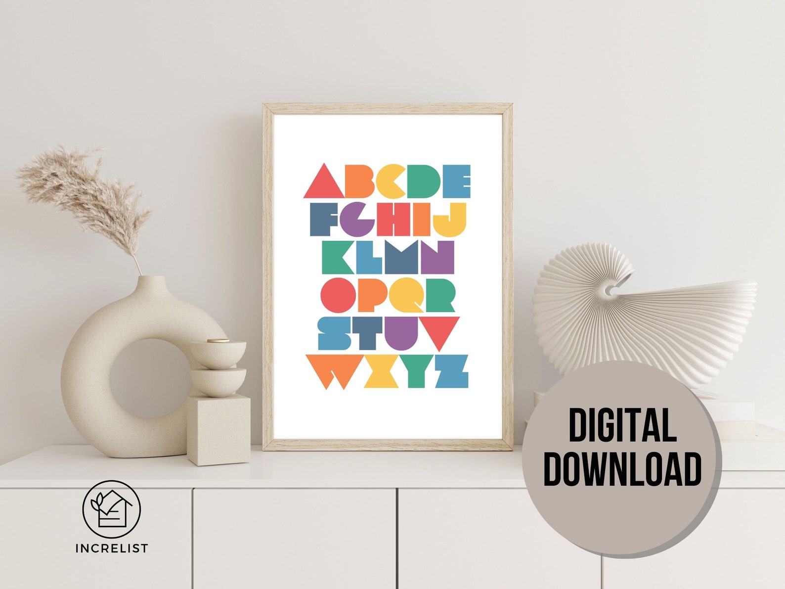 Alphabet Poster Rainbow Colorful Wall Art, Kids Printable Wall Art ...