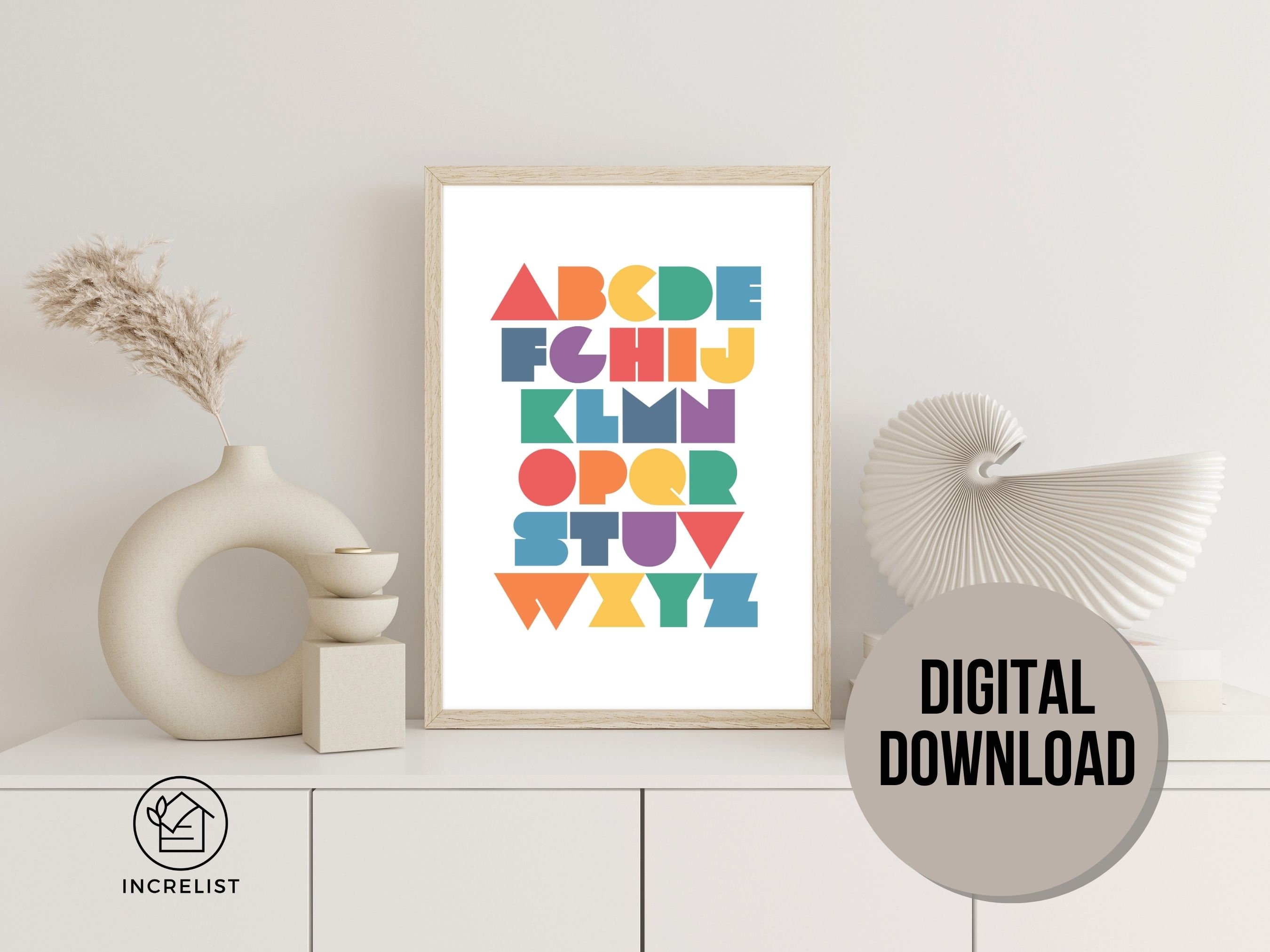 Alphabet Poster Rainbow Colorful Wall Art, Kids Printable Wall Art ...