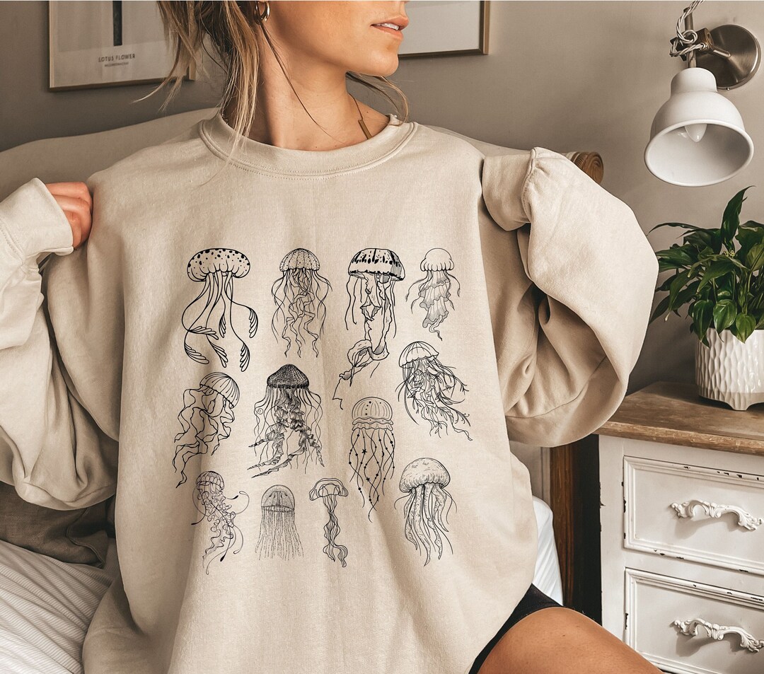 Save the Ocean Inspired Style Jellyfish Sweater Print Beach Beachy ...