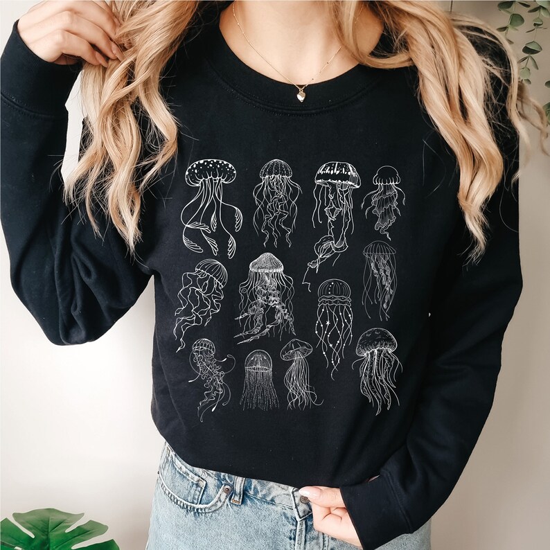 Save the Ocean Inspired Style Jellyfish Sweater Print Beach Beachy ...