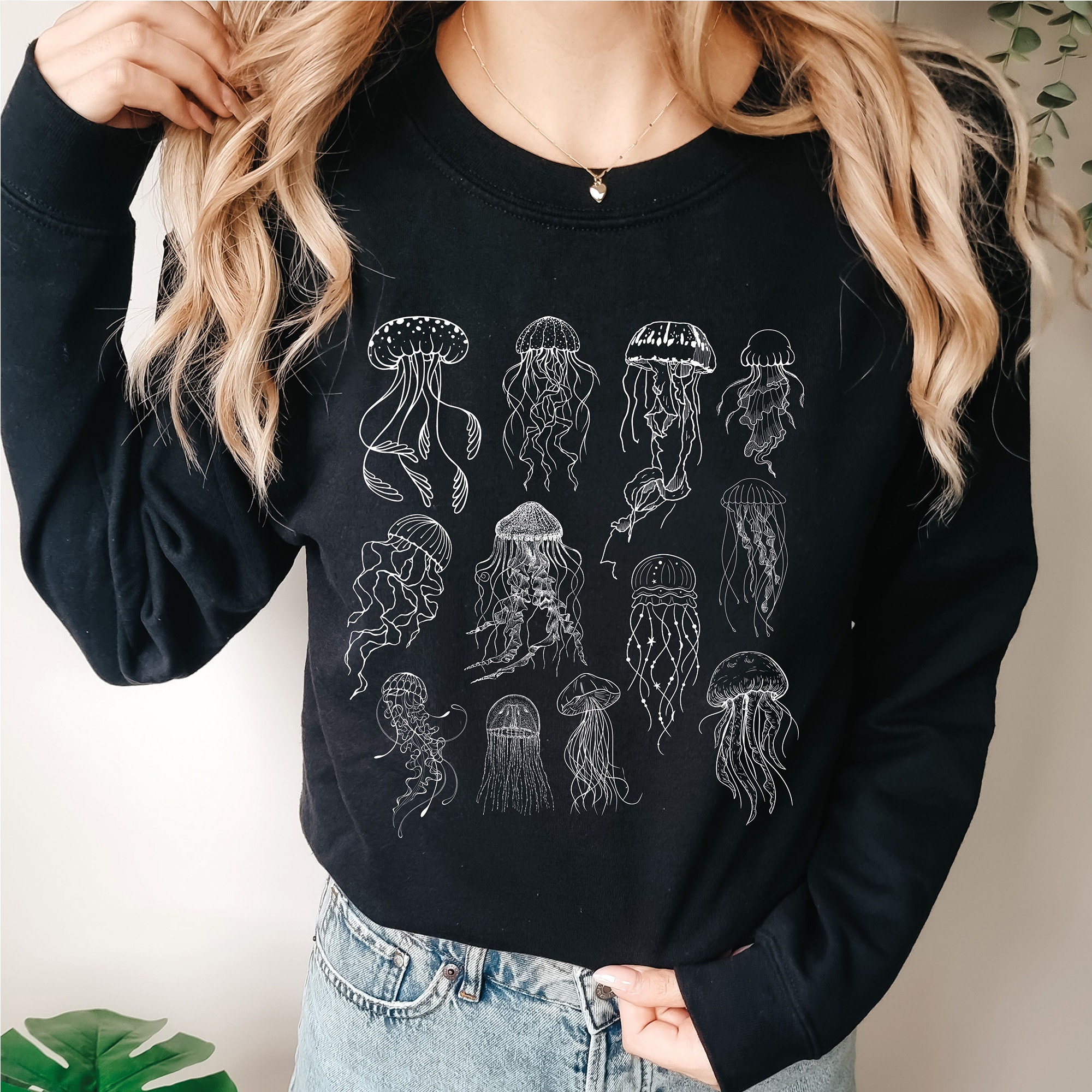 Save the Ocean Inspired Style Jellyfish Sweater Print Beach Beachy ...