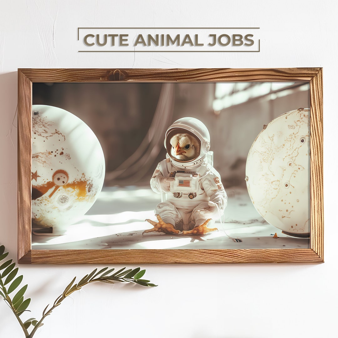 Astronaut Chicken Painting, Printable Painting, Digital Download - Etsy
