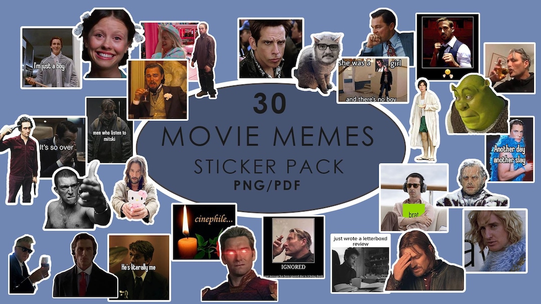 Movie Memes Sticker Pack, 30 Hilarious Movie Memes Sticker, PNG & PDF ...