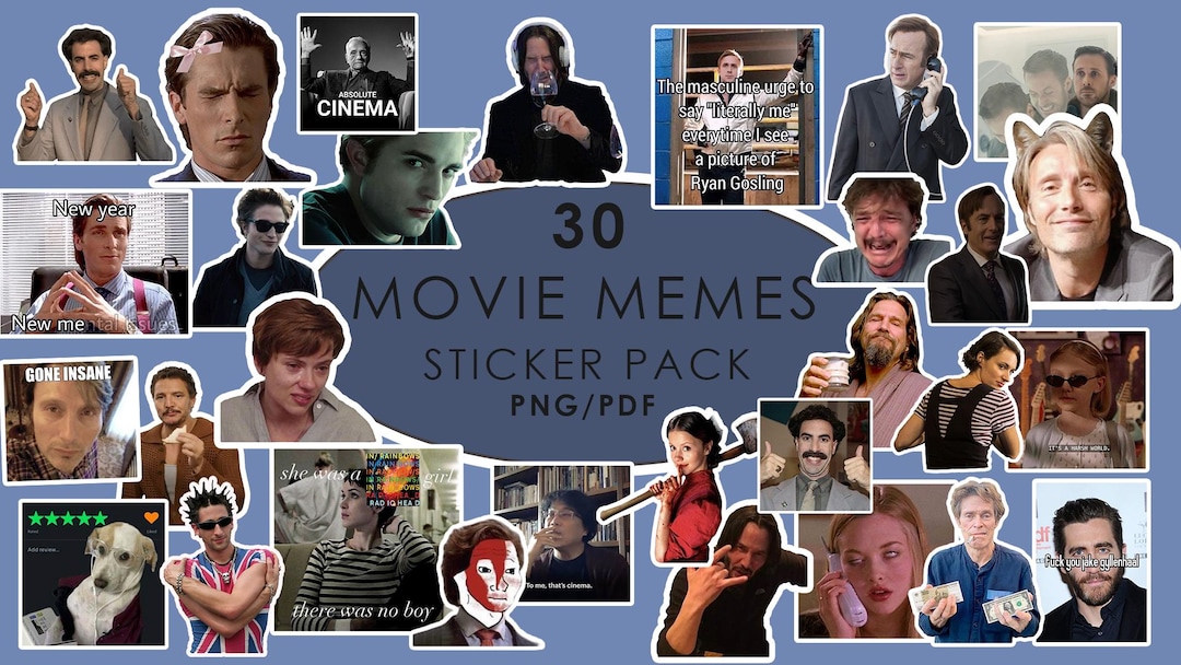 Movie Memes Sticker Pack, 30 Movie Memes Stickers, Memes PNG, Movies ...