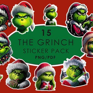 The Grinch Movie Stickers, Christmas Stickers, Digital Print for ...