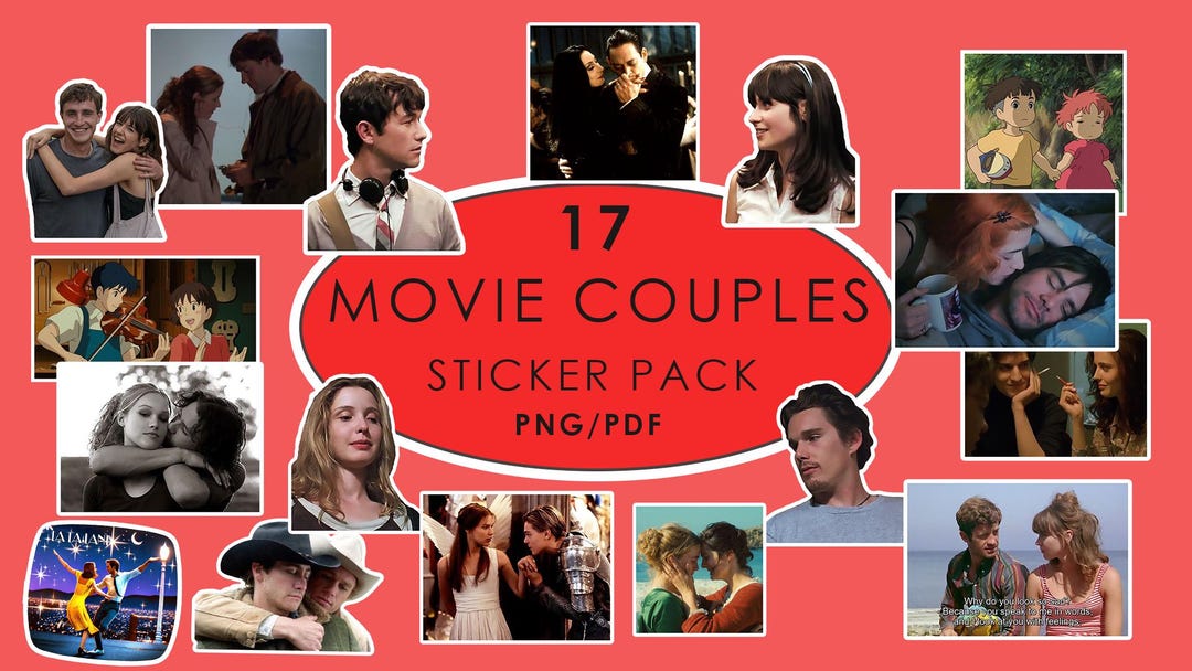 Movie Couples Sticker Pack, 17 Iconic Movie Couples Sticker, Gift for ...