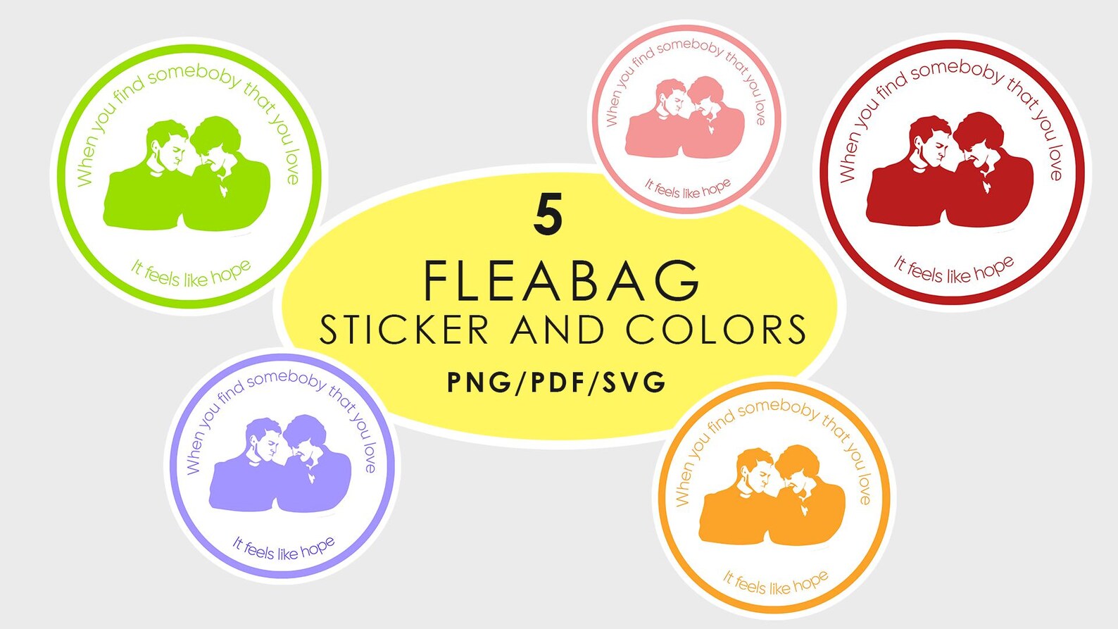 Fleabag Tv Series Love Sticker,laptop Sticker PNG, SVG, PDF Files Pack ...