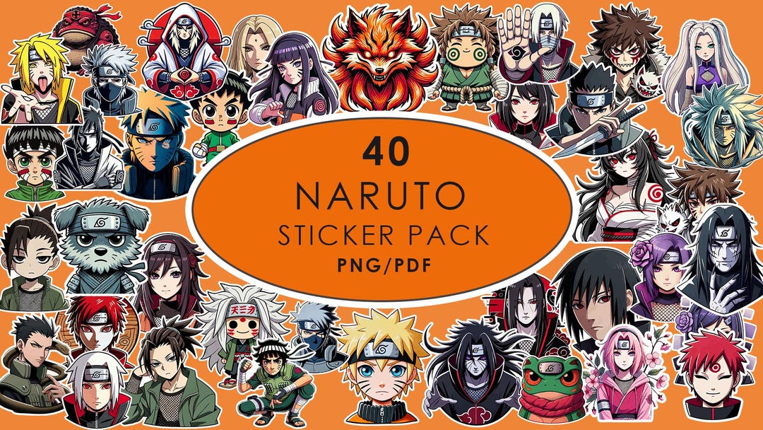Naruto Sticker Pack, 40 Naruto Shippuden Stickers, Anime Stickers ...