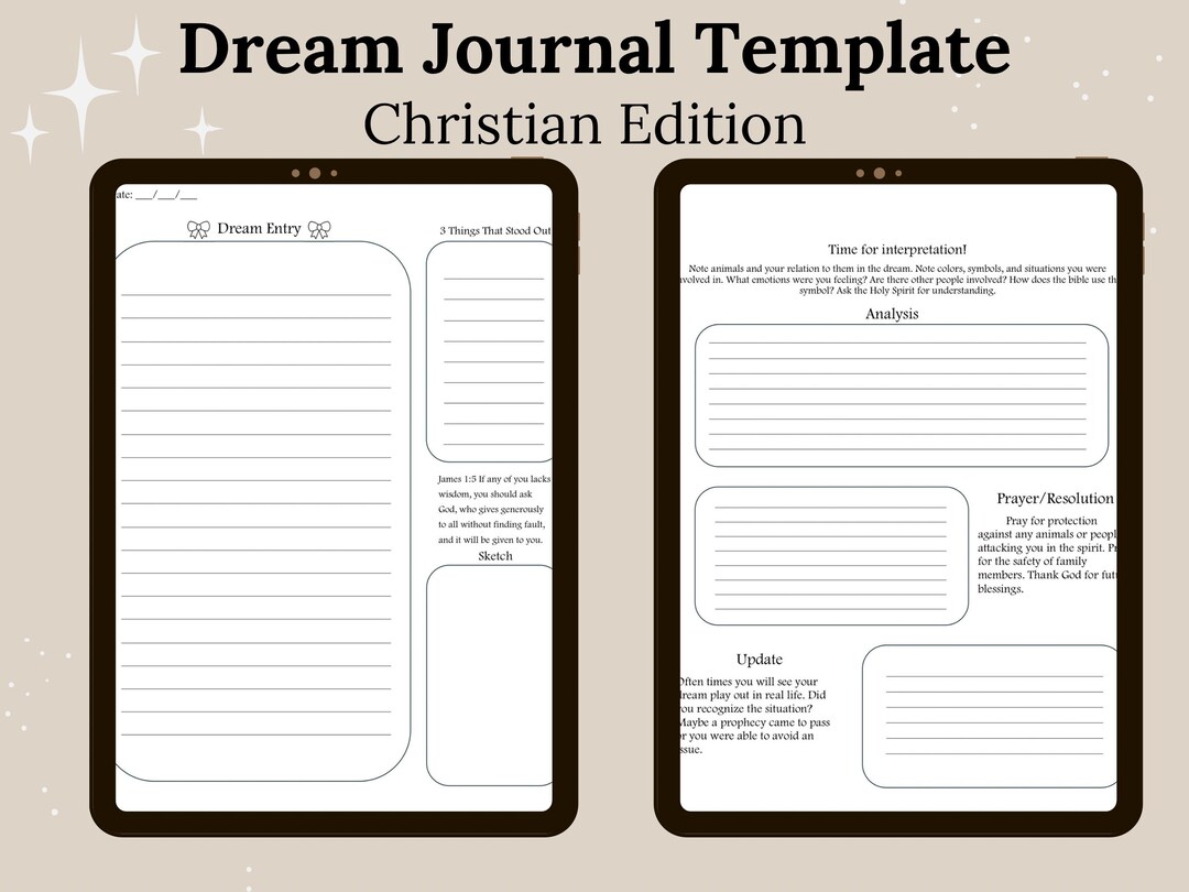 Dream Journal Template, Christian Edition, Digital - Etsy
