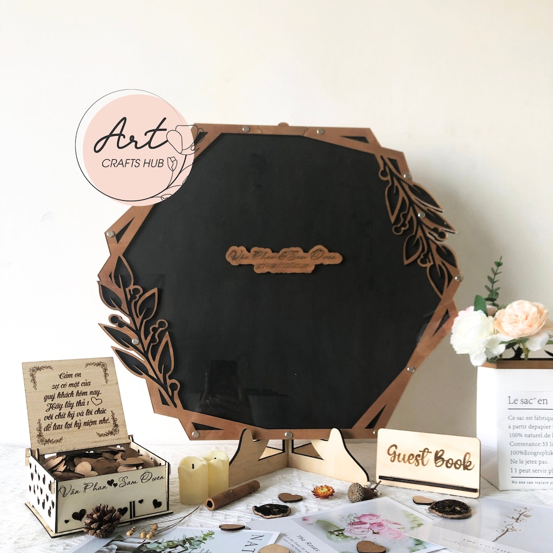 Personalized Memorial Guest Book, Custom Wooden Memorial Guest Book ...