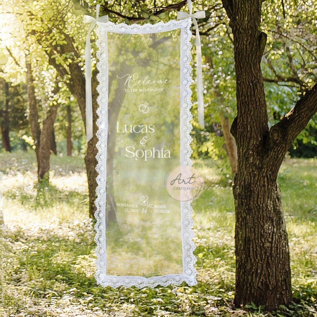 Welcome Fabric Sign, Sheer Sign, Fabric Sign, Wedding Veil, Fabric Sign ...