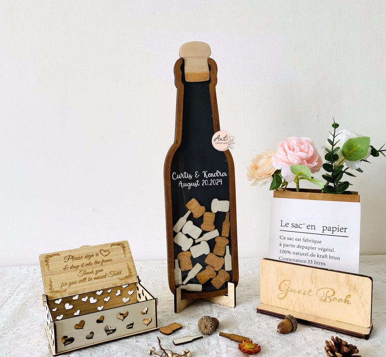 Personalized Wine Bottle Guest Book, Drop Box Champagne Bottle Wine ...