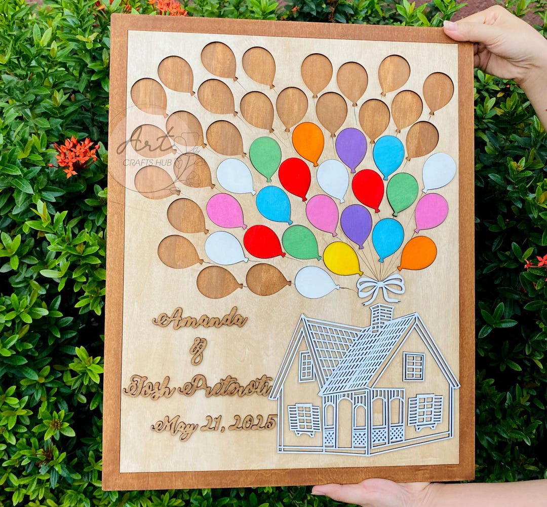 Up House With Balloons Wedding Guest Book, up Guestbook, Puzzle Guest ...