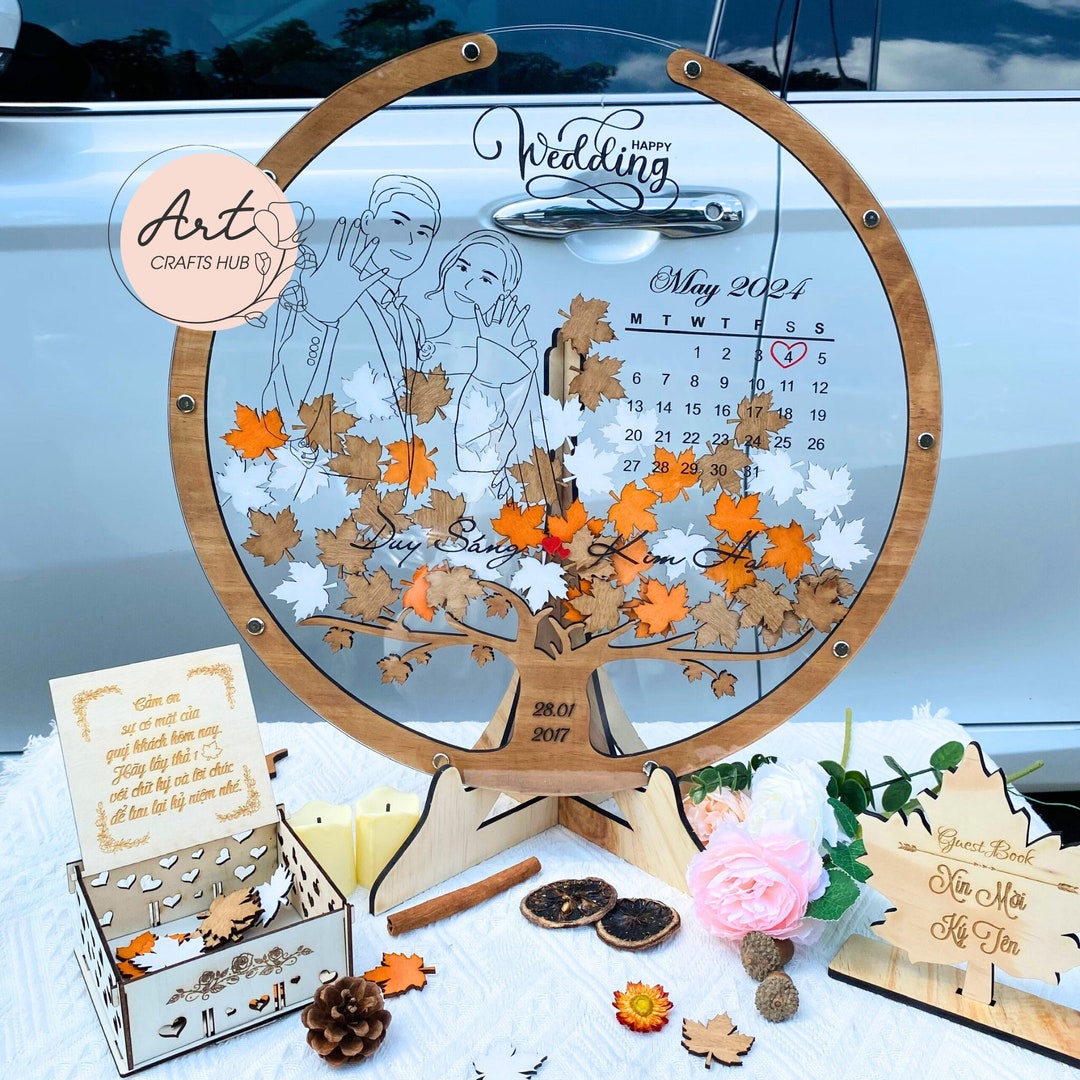 Autumn Wedding Drop Box, Personalized Wedding Guest Book Alternative ...