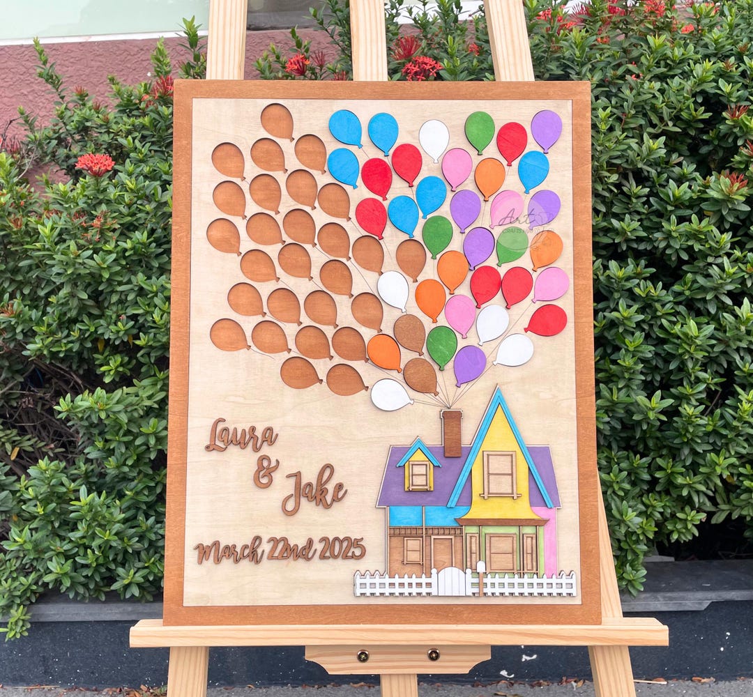 UP House With Balloons Wedding Guest Book, up Guestbook, Puzzle Guest ...