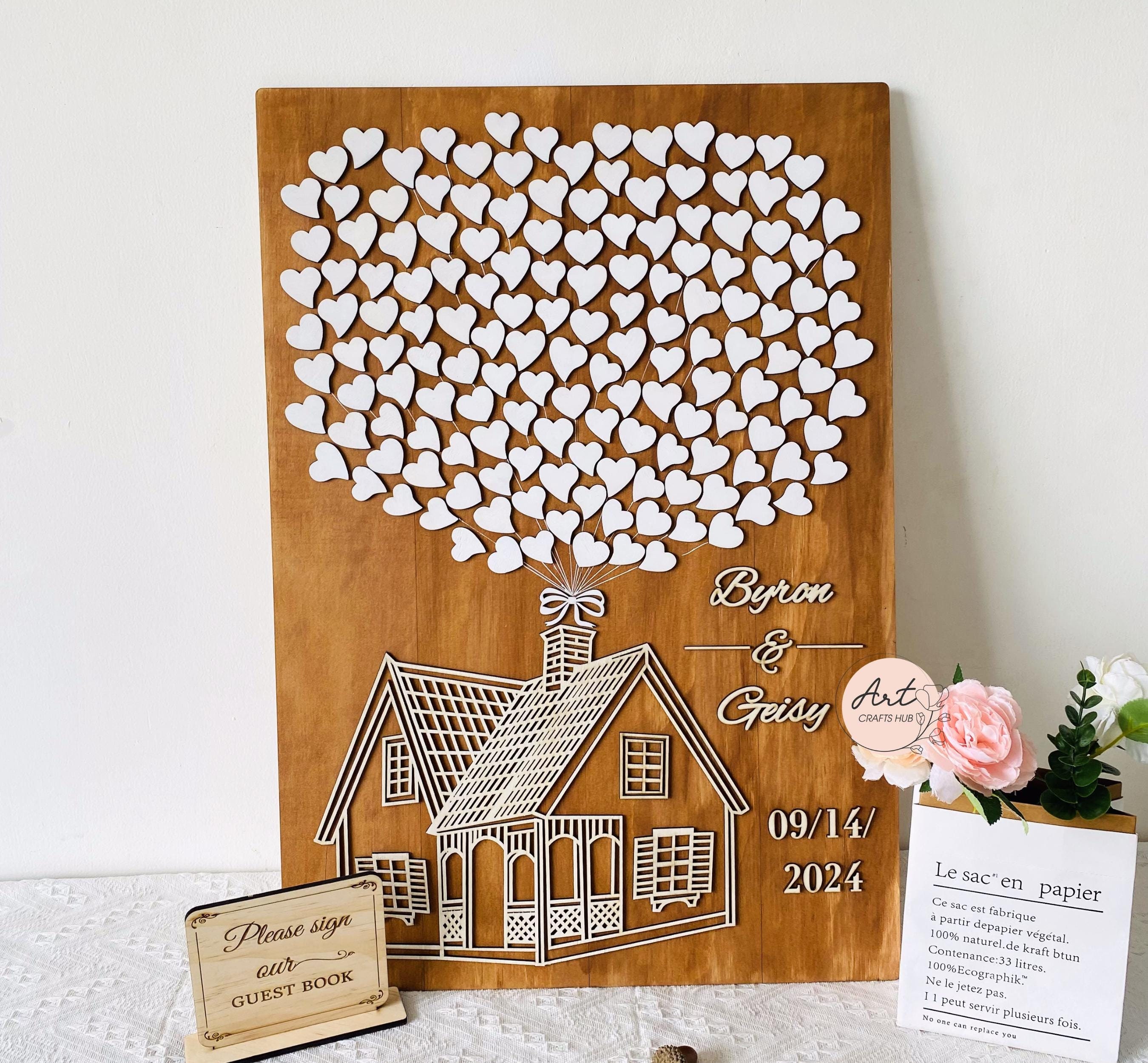 Up House With Hearts Wedding Guest Book Alternative, Custom Wedding ...