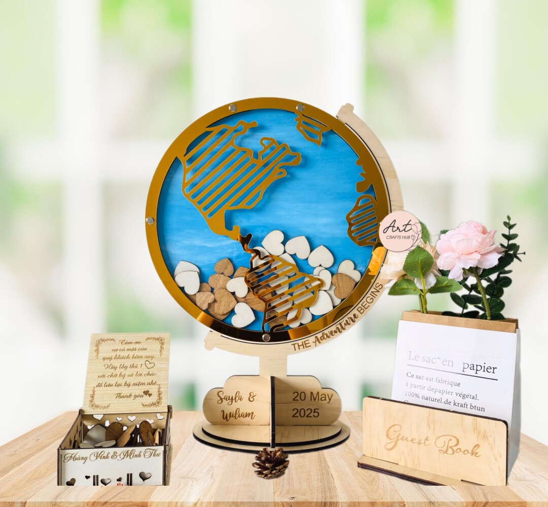 Alternative Wedding Guest Book, Wedding Guest Book Globe, Custom Guest ...