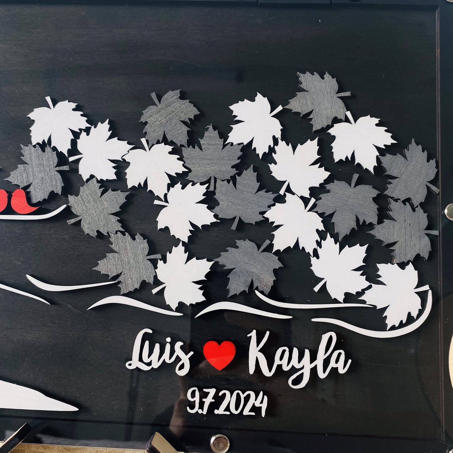 Fall Magnetic Wedding Guest Book, Rustic Rectangular Wedding Guest Book ...