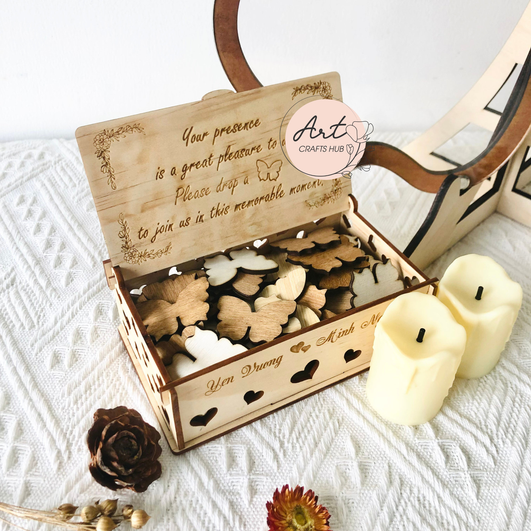 Butterfly Guest Book, Personalized Butterfly Wooden Drop Box Guest Book ...