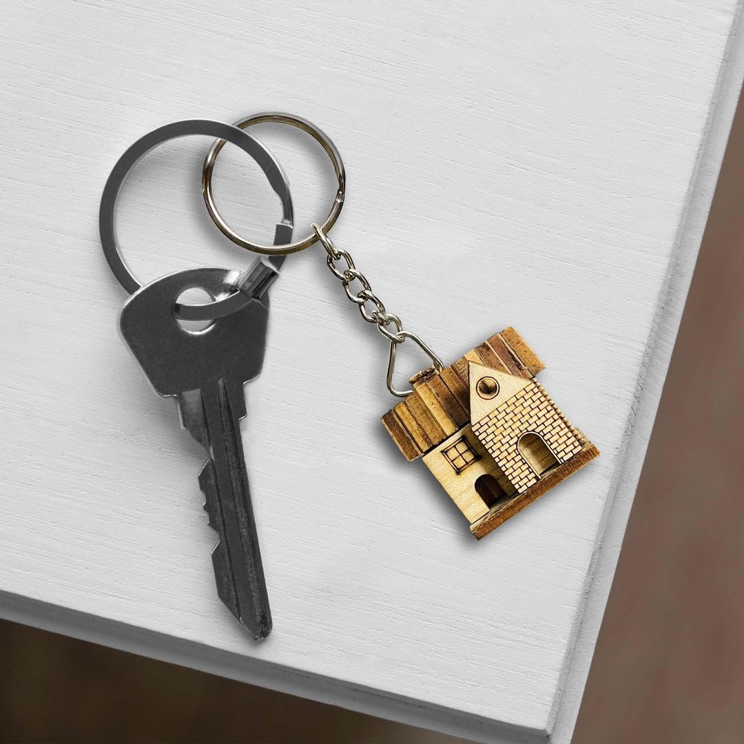 Personalized New Home Keychain, Custom Wooden House Keyring, Realtor ...