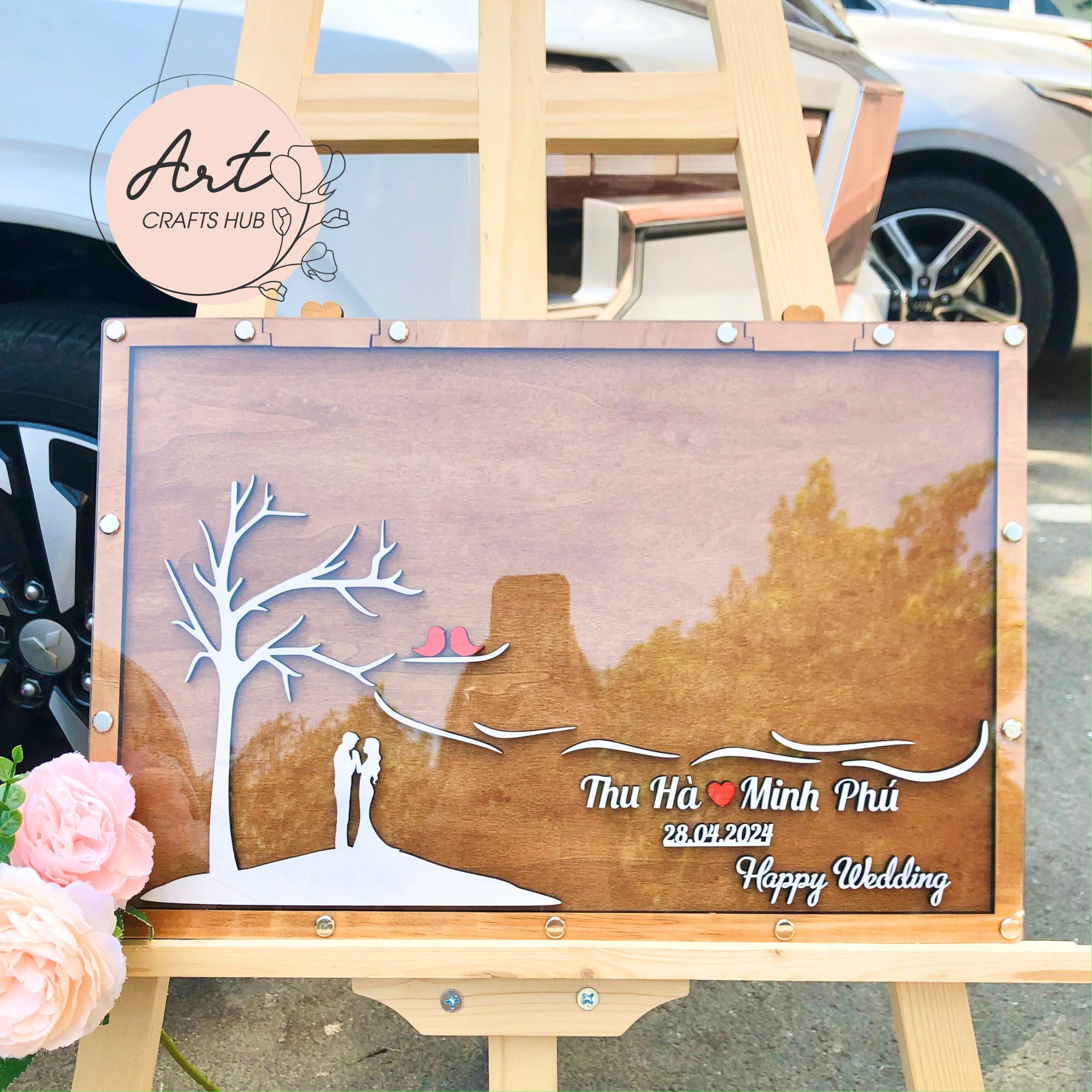 Rustic Rectangular Wedding Guest Book Alternative Wedding Decor With ...