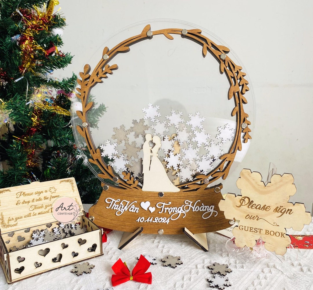 Snow Globe Drop Box Guest Book Alternative, Winter Guest Book ...